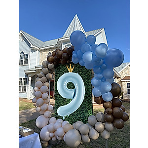 Gifloon Number 9 Balloon with Crown, Large number balloons 40 inch, 9th Birthday Party Decorations Supplies 9 Year Old Birthday Sign Decor, Blue