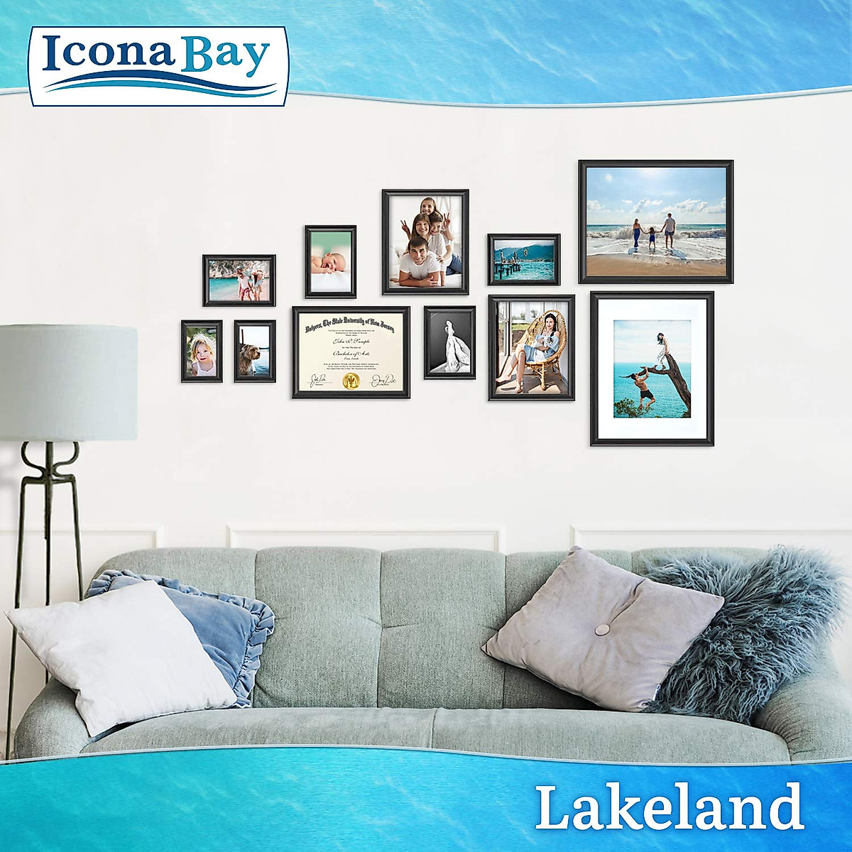 Icona Bay 11x14 (28x36 cm) Black Picture Frame, Contemporary Photo Frame 11 x 14, Composite Wood Frame for Walls or Table Top, Lakeland Collection