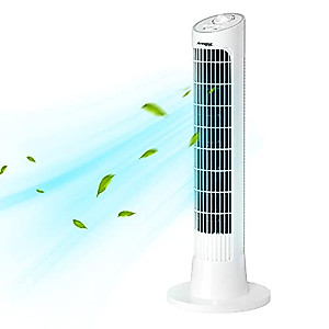 Bruce & Shark 32" White Tower Fan, Oscillating 120 °Tower Fan Quiet Tower Fan Air Supply Outdoor Sleeping Low Noise for Home Bedroom Office Room