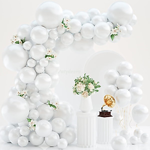White Balloons Different Sizes, 106 Pieces White Balloon 18''+12''+10''+5'' Latex Balloon for Baby Shower, Wedding, Birthday Party Balloons