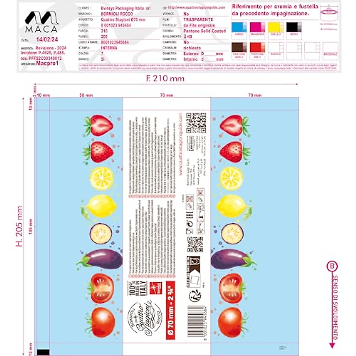 Bormioli Rocco Quattro Stagioni Replacement Lids - #70 (2.75") - Set of 2