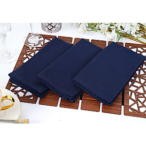 Blue Needles Navy Blue Cloth Napkins - 100% Cotton Set of 12 Dinner Napkins 18x18 inches - Soft, Reusable and Washable Linen Napkins, Ideal for Events, Parties & Everyday Use