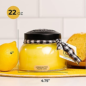 A Cheerful Giver — Lemon Butter Pound Cake - 22oz Mama Scented Candle Jar with Lid - Keepers of the Light - 125 Hours of Burn Time, Gift for Women, Yellow