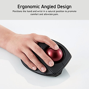 ELECOM DEFT PRO Trackball Mouse, Wired, Wireless, Bluetooth 3 Types Connection, Ergonomic Design, 8-Button Function, Red Ball, Windows11, MacOS (M-DPT1MRXBK)