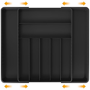 Simple Houseware Expandable Kitchen Drawer Flatware Organizer, Black