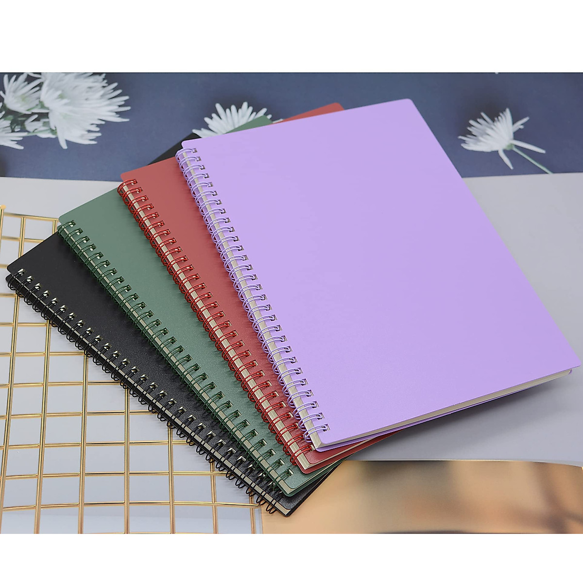 Yansanido Spiral Notebook, 8 Pcs 10.5 Inch x 7.45 Inch B5 Thick Plastic Hardcover 7mm College Ruled 8 Color 80 Sheets -160 Pages Journals for Study, Work, Travel and Notes (B5, 8 Pcs 8 Color)