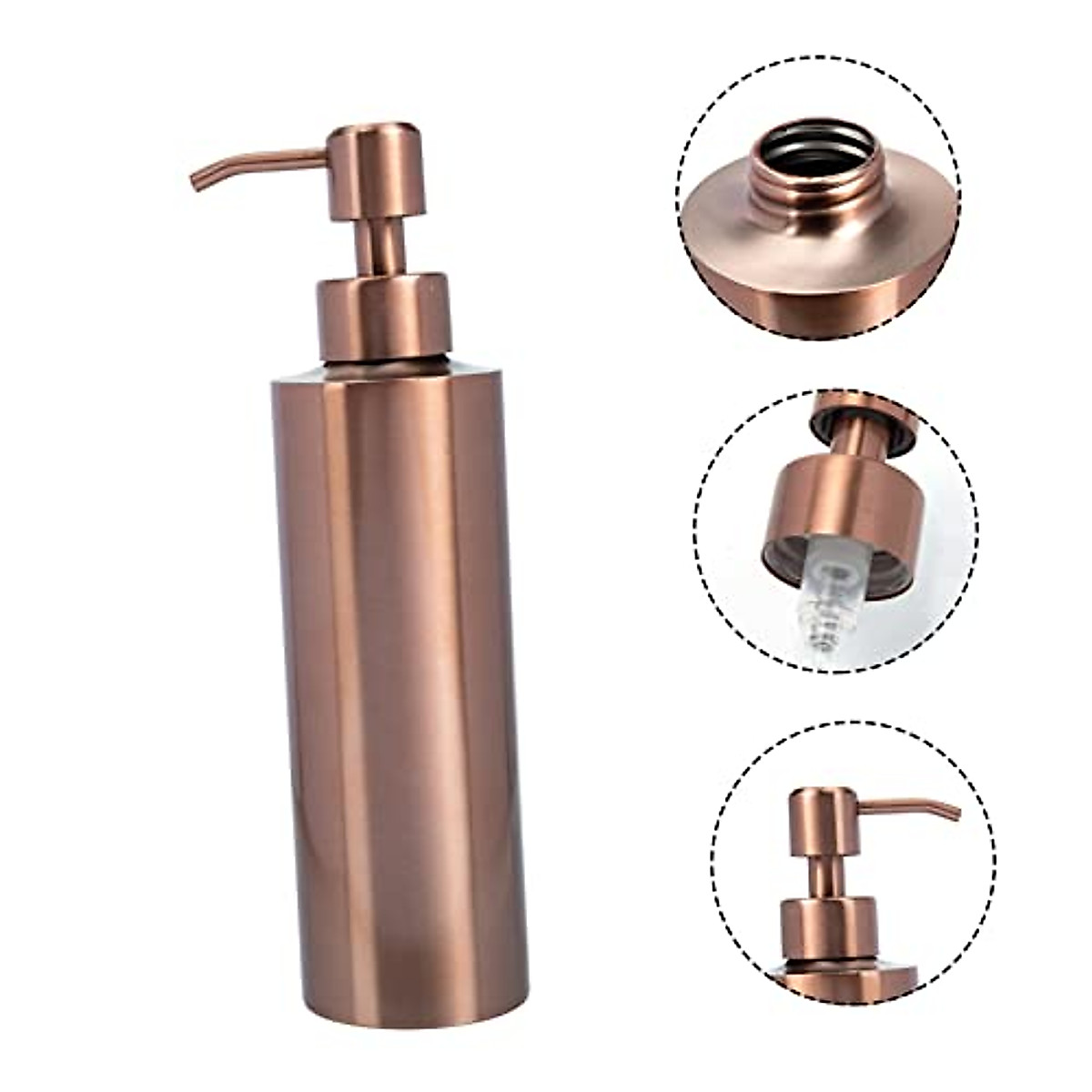 BETOOKY 304 Press Pump Bottles Gold Soap Dispenser Empty Liquid Bottle Foaming Soap Pump Lotion Dispenser Pump Travel Shampoo Bottle Emulsion Dispenser Filling Rose Gold Stainless Steel