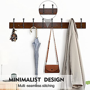 Coat Rack Wall Mount, Wooden Modern Coat Hooks, Entrance Coat Rack with 4 Wall Hooks, Wall Mounted Coat Rack for The Entrance, Living Room, Bedroom,Bathroom (Brown)