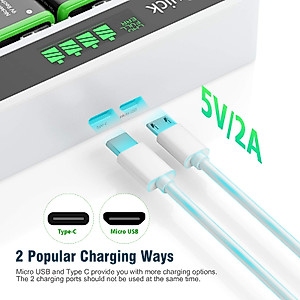HiQuick 9 Volt Charger, 4 Bay LCD 9V Charger for 9V NiMH NiCD Li-ion Rechargeable Battery