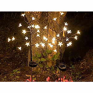 Solar Flower Fairy Light, Epicgadget Warm White Stainless Steel Solar Path Lights for Outdoor Landscape Lighting, Patio, Yard, Walkway, Driveway, Garden (Warm White) (1 Piece)