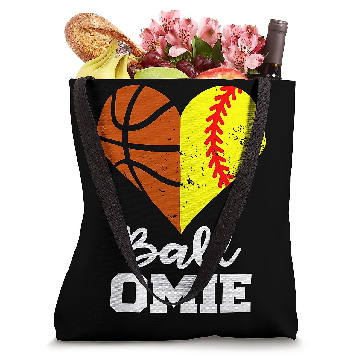 Ball Omie Heart Funny Softball Basketball Omie Tote Bag