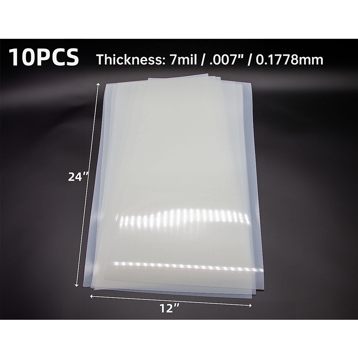 7mil Blank Mylar Sheets for Stencil,10PCS 12X24 inch Milky Translucent PET Blank Stencils Sheets, Template Material for Cutting Machines, Laser Cutting, Food-Safe Craft Plastic