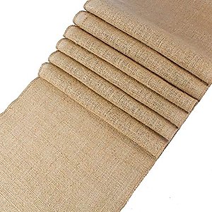 MDS Pack of 10 Pieces Wedding 12 x 108 inch Natural Burlap Table Runner, Rustic Farmhouse Jute Country Vintage Jute Burlap Roll for Wedding and Home Decor, Coffee, Tea, & Outdoor Tables - Natural