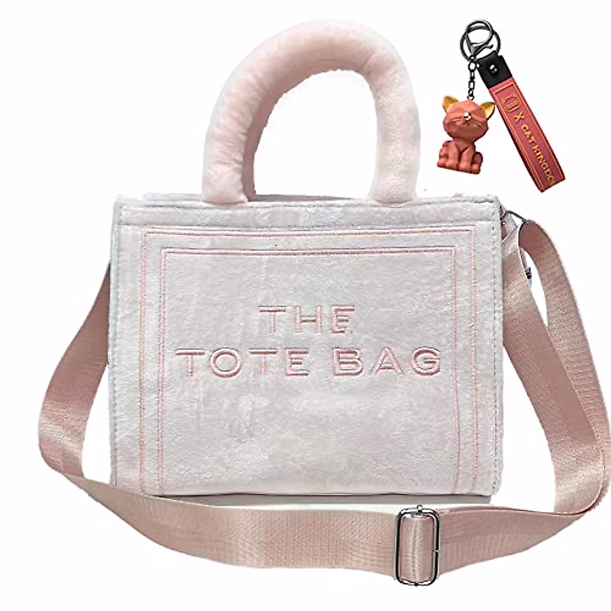 The Tote Bag for Women, Plush Work Travel Handbag with Shoulder Strap Top-Handle Shoulder Crossbody Bags for Daily, Office (pink)