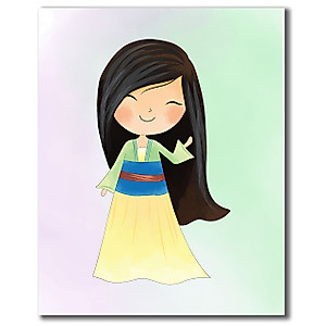 Disney Princess Kids Room Wall Decor - Mulan Anna Elsa Pocahontas Rapunzel Tiana Set of 6 Cute Art (8 inches x 10 inches) Photos