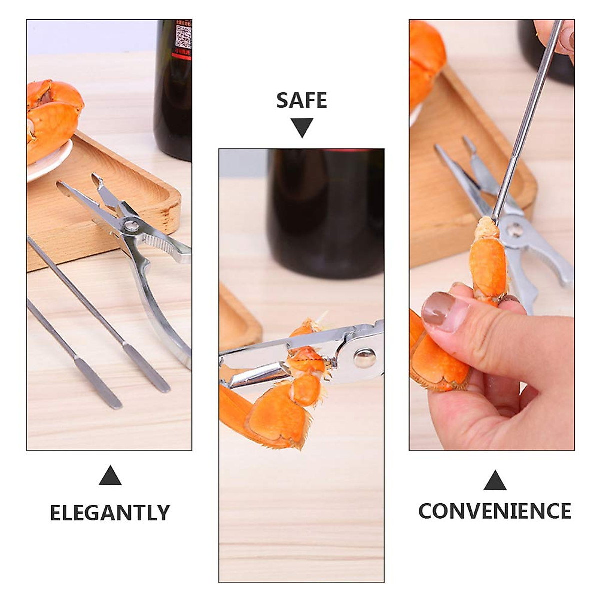 Cabilock Kitchen Utensil Set Shelled Nuts 3pcs Seafood Tools Set Stainless Steel Crab Leg Crackers Picks Nut Forks Lobster Crackers Shell Crackers Kitchen Accessories Kitchen Utensil Set Shelled Nuts