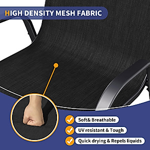 Amopatio 3 Piece Patio Set, Outdoor Stackable Dinging Chairs for All Weather, Breathable Garden Outdoor Furniture for Backyard Deck, Black