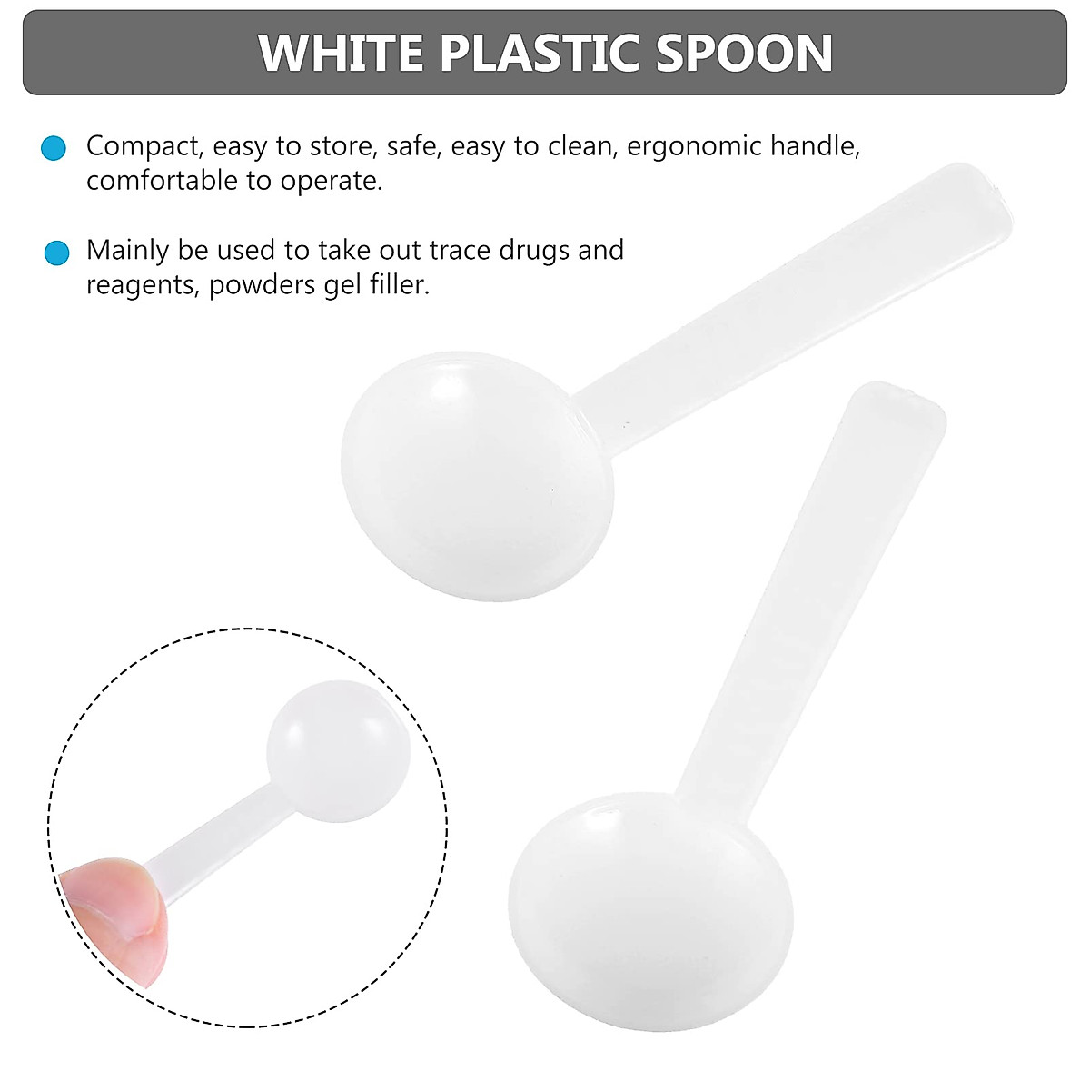 100pcs Micro Labs Liquid Measuring 1 Gram Static Plastic Tiny Scoop for Home Laboratory Kitchen