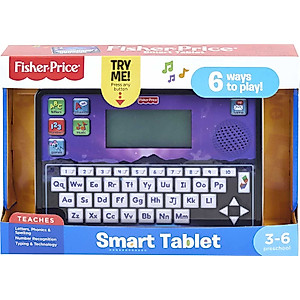 Fisher-Price Smart Tablet Preschool Learning Toy With Lights Music Games And Educational Content In English And Spanish