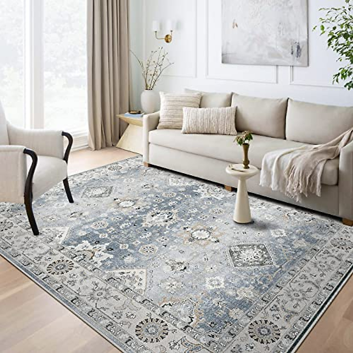 YOUFORTONG Washable 5x7 Area Rugs: Rugs for Living Room Ultra Soft Carpet for Bedroom Waterproof Rug Non Slip Rugs for Hardwood Floors (Gray, 5x7)