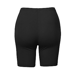 A2Y Basic Solid Cotton Mid Thigh High Rise Biker Bermuda Shorts Black L