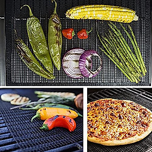 BBQ Mesh Grill Mat Set of 6 - Non-Stick Barbecue Grill Sheet Liners Grilling Mats for Outdoor Teflon Grill Sheets Reusable and Easy to Clean-Works on Electric Grill, Gas, Charcoal 15.75 x 11.8in