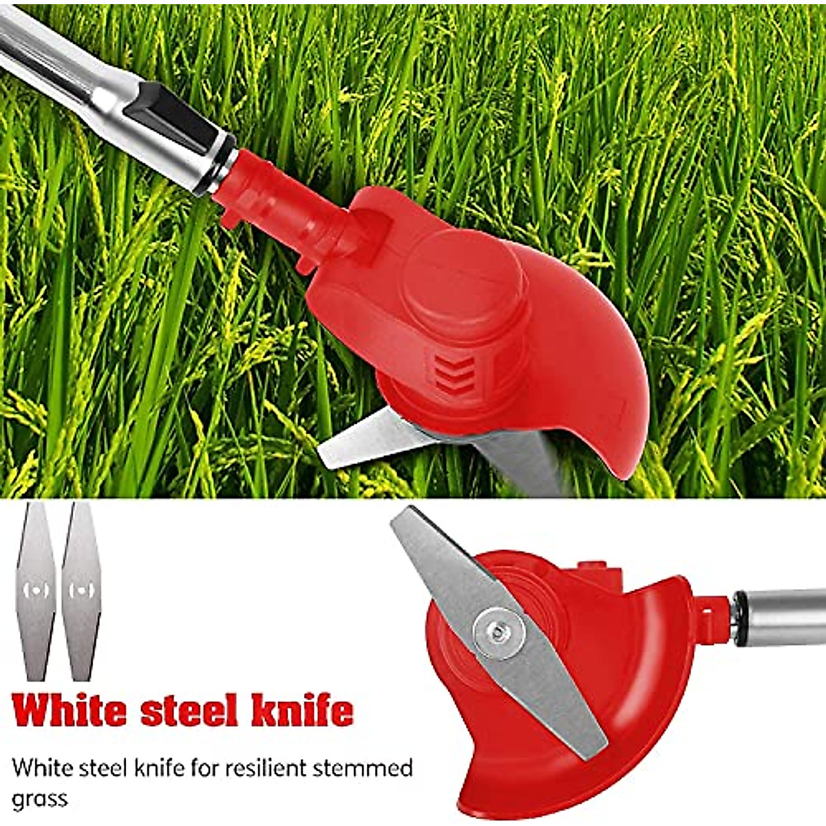 Electric Cordless Weed Wacker,24V 2Ah Battery Powered Weed Eater with 2 Batteries and 3 Types Blades,Lightweight and Powerful String Trimmer for Yard and Garden(RED)