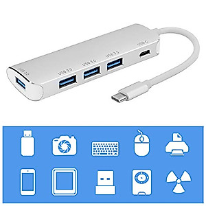 USBC Hub, Smart 4Port USB3.0 with PD Changer Converter USB Splitter Computer Accessories Supports OTG and PD 3.0 Fast Charging