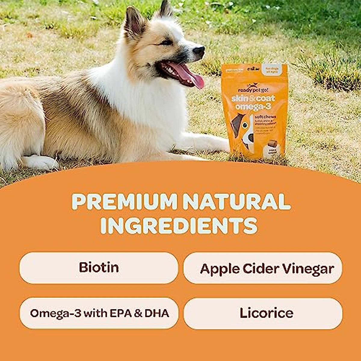 Healthy Dog Skin and Coat Supplement | Nourishing Omega 3 Fish Oil for Dogs Skin and Coat Plus Heart and Joint Support with EPA DHA & Vitamin E | Mange Allergy & Itchy Skin Relief for Dogs | 90 Chews