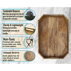 Wooden Serving Tray with Handles | Wood Bathroom Organizer Tray | Decorative | Food Safe | Water Resistant | Natural Solid Wood | Bathroom Organiser Tray