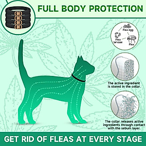 4 Pack Flea Collar for Cats, Cat Flea and Tick Treatment, 8 Months Protection Flea and Tick Prevention for Cats, Waterproof Cat Flea Collar, Adjustable Cat Flea and Tick Collar for Cats Kittens, Black