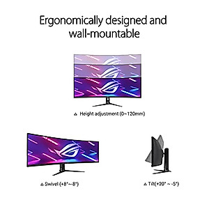 ASUS ROG Strix 49” Ultra-wide Curved HDR Gaming Monitor (XG49WCR) - Dual QHD 32:9 (5120 x 1440), 165Hz, Extreme Low Motion Blur Sync, USB-C, RJ45, DisplayHDR400, 90% DCI-P3, Dual Input-KVM Switch