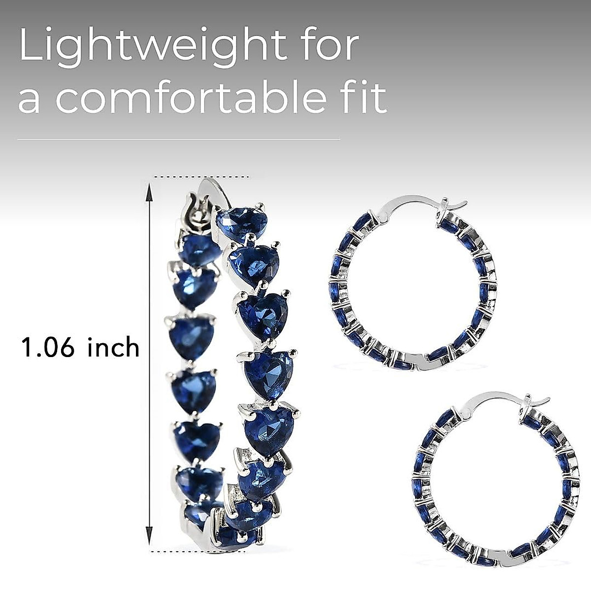 Shop LC Blue Cubic Zirconia Heart Hoop Earrings for Women Jewelry Ct 13.25 Birthday Gifts for Women