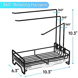 KIKIBRO Kitchen Sink Caddy Organizer Dish Cloth Holder for Rag Brush Sponge Soap at Kitchen Bathroom with Drip Tray and Swivel Lever