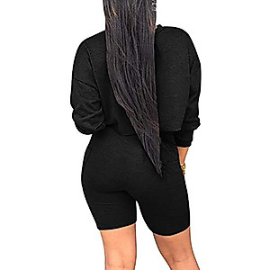 cailami Women's Summer 2 Piece Outfits Workout High Waist Biker Shorts Sets with Pockets, X-Large, Black