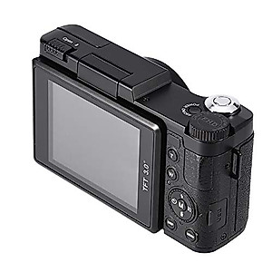 Akozon Digital Camera Camera 24MP Full HD 1080P 4 Times Camera 3.0 Inch 180 Degree Rotation Flip Screen Flash Light for YouTube for Vlog Video Shooting