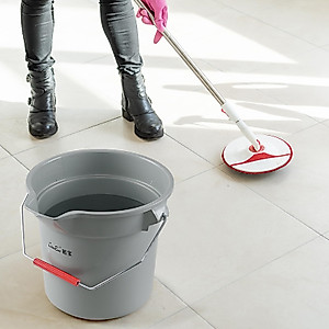 Wakikini 14 Quart Plastic Cleaning Buckets with Handles, Round Commercial Cleaning Pail, Gray, 4 Packs