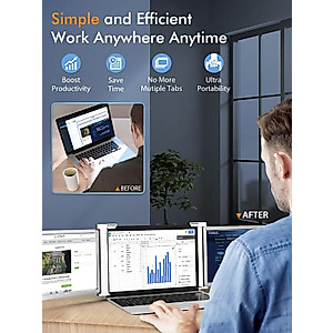 FOPO 13.3" Triple Laptop Screen Extender FHD 1080P IPS Triple Portable Monitor for Dual Screen Display, Triple Screen for 14"-17.3" Laptop,HDMI/USB-C Plug and Play -S16