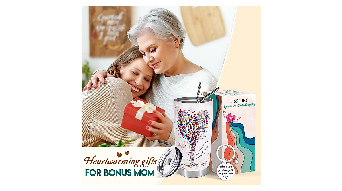 Unique Gifts for Bonus Mom - 20oz Tumbler & Keychain