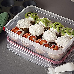 Sterilite 03426604 16.0 Cup BPA Free Rectangle UltraSeal Food Storage Container, For Meal Prep, Leftovers, or Work Lunch, Dishwasher Safe, Red 16 Pack