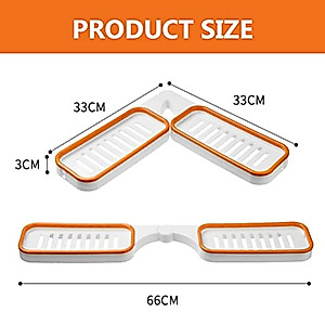 HEALLILY 2pcs Adhesive Shower Foldable Bathroom Storage Shelf Wall Mounted Kitchen Spice Rack Organizer No Drilling Shower Shampoo Holder for Bathroom Lavatory Washroom