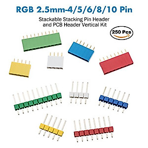 CQRobot 2.54 mm Pitch 4-Pin / 5-Pin / 6-Pin / 8-Pin / 10-Pin Colorful Stackable Stacking Pin PCB Vertical Header Kit. Application to DIY Prototyping Electronic Projects.
