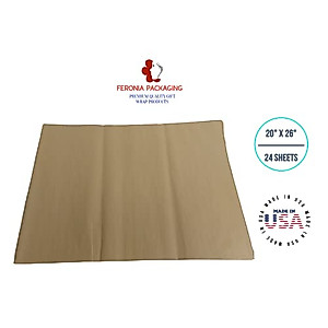 Antique Gold Tissue Paper Squares, Bulk 24 Sheets, Premium Gift Wrap and Art Supplies for Birthdays, Holidays, or Presents by Feronia packaging, Large 20 Inch x 26 Inch