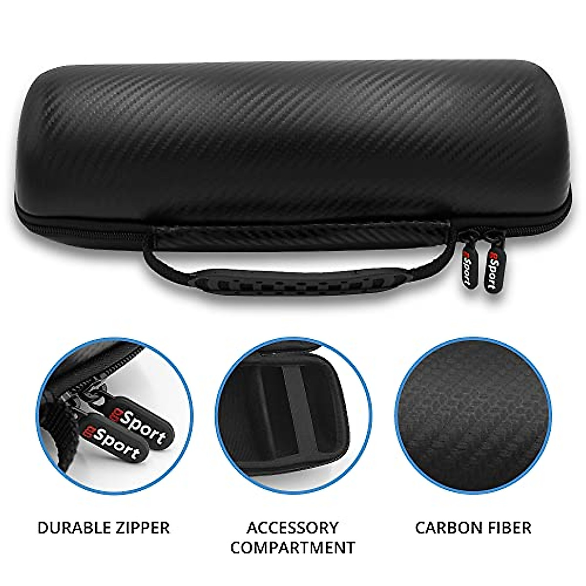 JBL Charge 5 Waterproof Portable Speaker with Built-in Powerbank and gSport Carbon Fiber Case (Black)