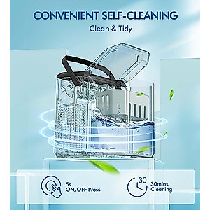 Ice Maker Countertop - Portable Ice Machine Makes 26 lbs of Ice in 24 Hours, 9 Ice Cubes in 6 Minutes, Self-Cleaning - Compact Nugget Ice Maker with Scoop and Basket for Home, Kitchen, and RV (Silver)