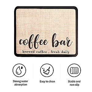 15.75 X19.69inch Coffee Maker Mat,Coffee Bar Decor Accessories For Countertop,Hide Stain Water Absorbent Non Slip Quick Dish Drying Mat Fit Under Coffee Pot Espresso Machine(brown)