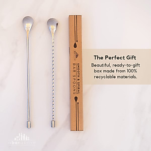 A Bar Above Bar Spoon Set – Drink Mixing Spoons for Mixing Glass or Shaker – Stainless Steel Cocktail Stirrer Set – Heavyweight Drink Stirrers – Professional-Quality Mixing Spoon Set (12”, Set of 2)