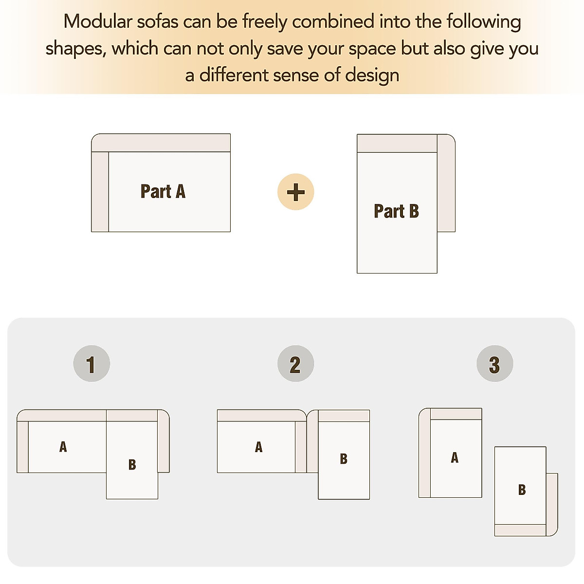 P PURLOVE L-Shape Sectional Sofa, Modern Minimalist Style Sectional Sofa Couch, Chenille Fabric Couch with Chaise Lounge for Living Room, Apartment, Office, No Installation Required (Beige)