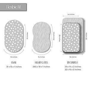 Bassinet Sheet Set 2 Pack 100% Jersey Cotton Grey and White Abstract Stripes and Dots by Ely's & Co.