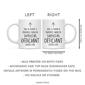 Andaz Press Funny 11oz. Ceramic Coffee Tea Mug Gift, This is What a Badass Ninja Superstar Officiant Looks Like, 1-Pack, Birthday Christmas Gift Ideas